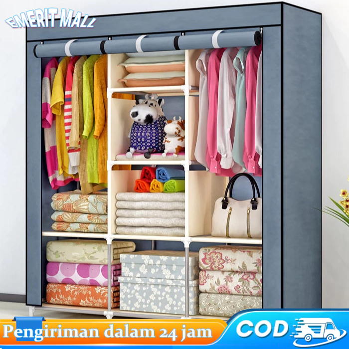 Jual Lemari Pakaian Kain Portable Lemari Baju Kain Anti Debu Rak Tempat ...