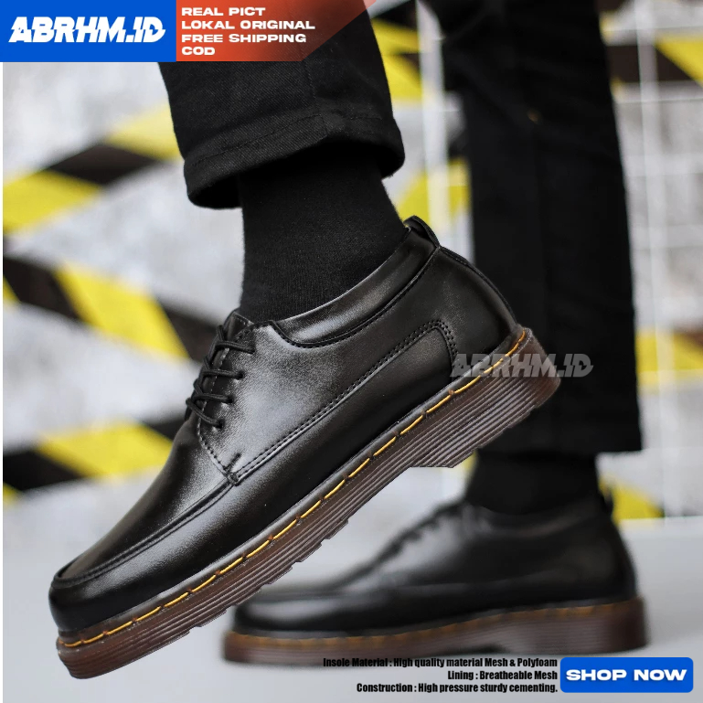 Jual ABRHM Sepatu Pantofel Kerja Formal Docmart Hitam Pria | Shopee ...