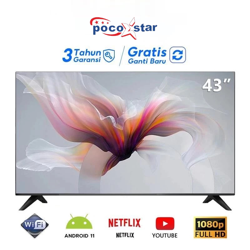 Jual POCOSTAR TV LED 43inch smart tv digital Android Full HD Televisi ...