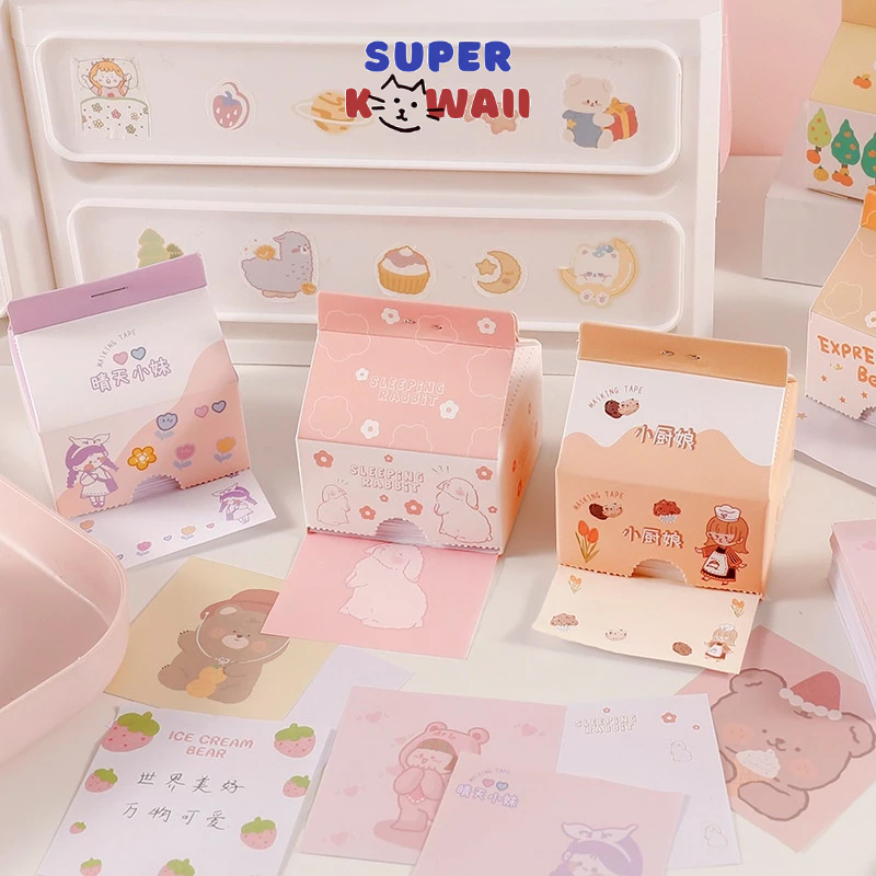 Jual Super Kawaii - [SK92] note pad sticky notes bentuk milk box kotak ...