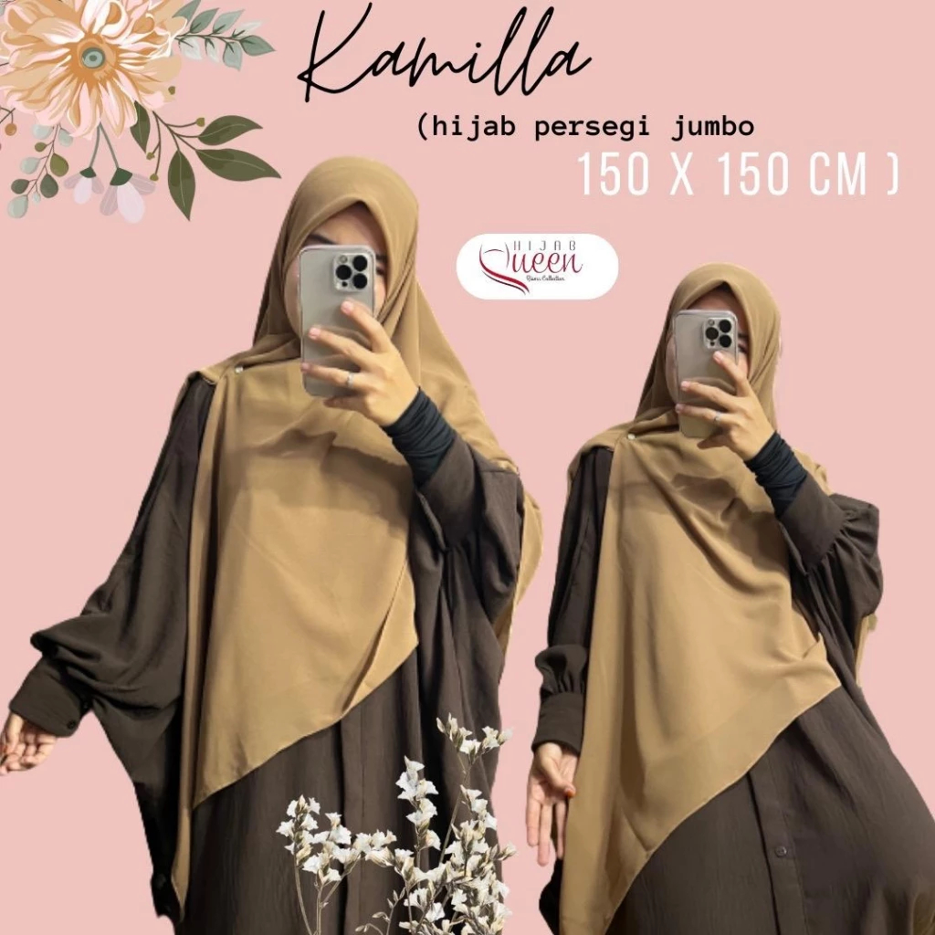 Jual Kamila Hijab Persegi 4 ukuran 150x150 cm, Tersedia Set Cadar 2 ...