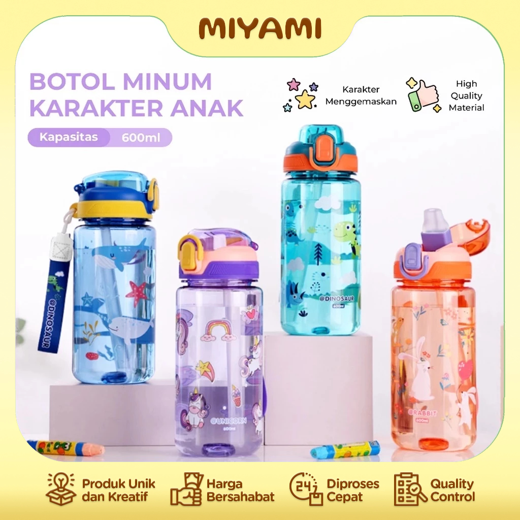 Jual Botol Minum Anak Karakter Animal Lucu Kapasitas 600ml BPA Free ...