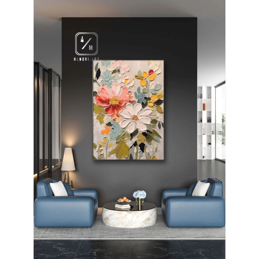 Jual Lukisan Bunga Teksture 3D | Lukisan Buatan Tangan Asli Cocok Buat Dekorasi Dindining Rumah ...