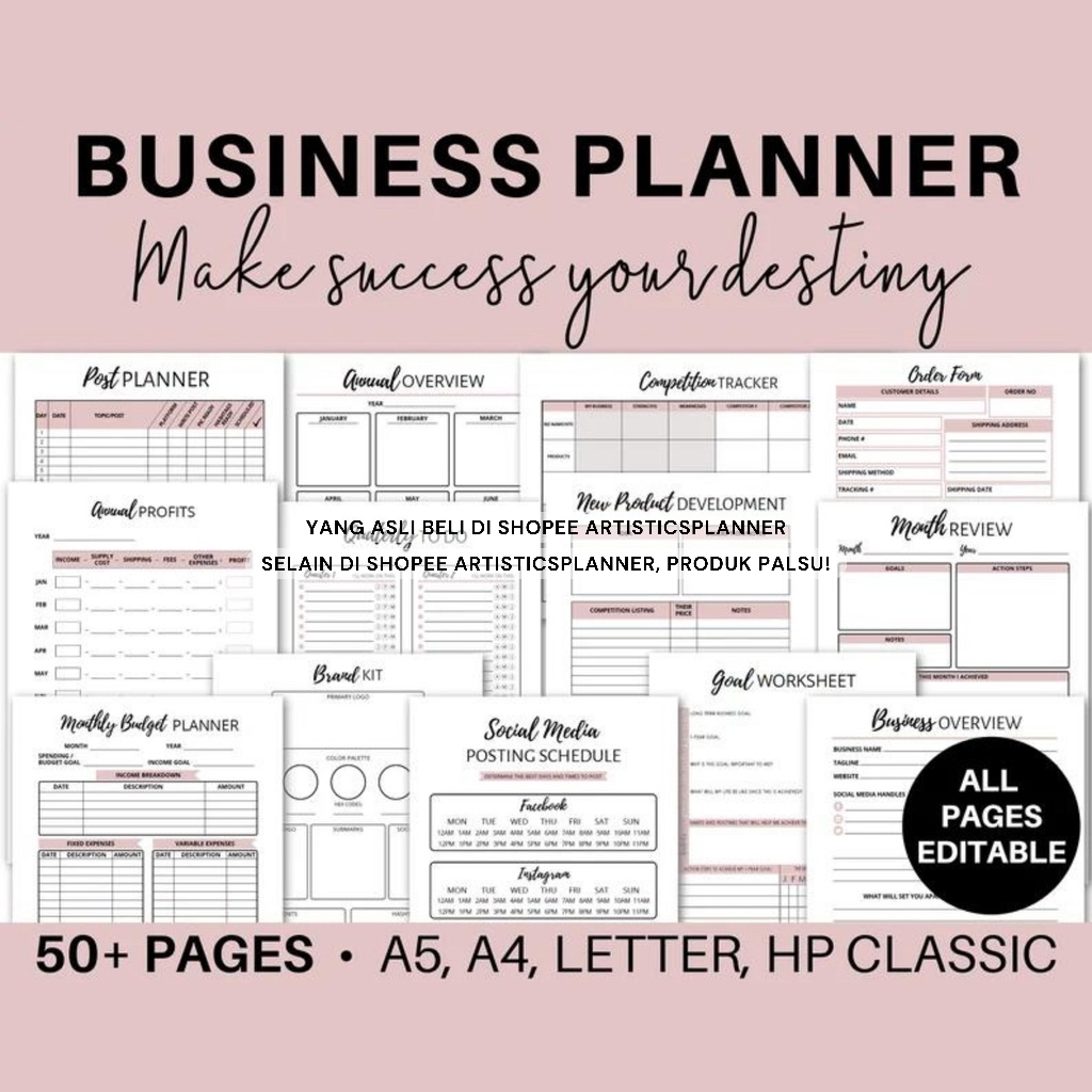 Jual Editable Business Planner Printable , Small Business Owner ...