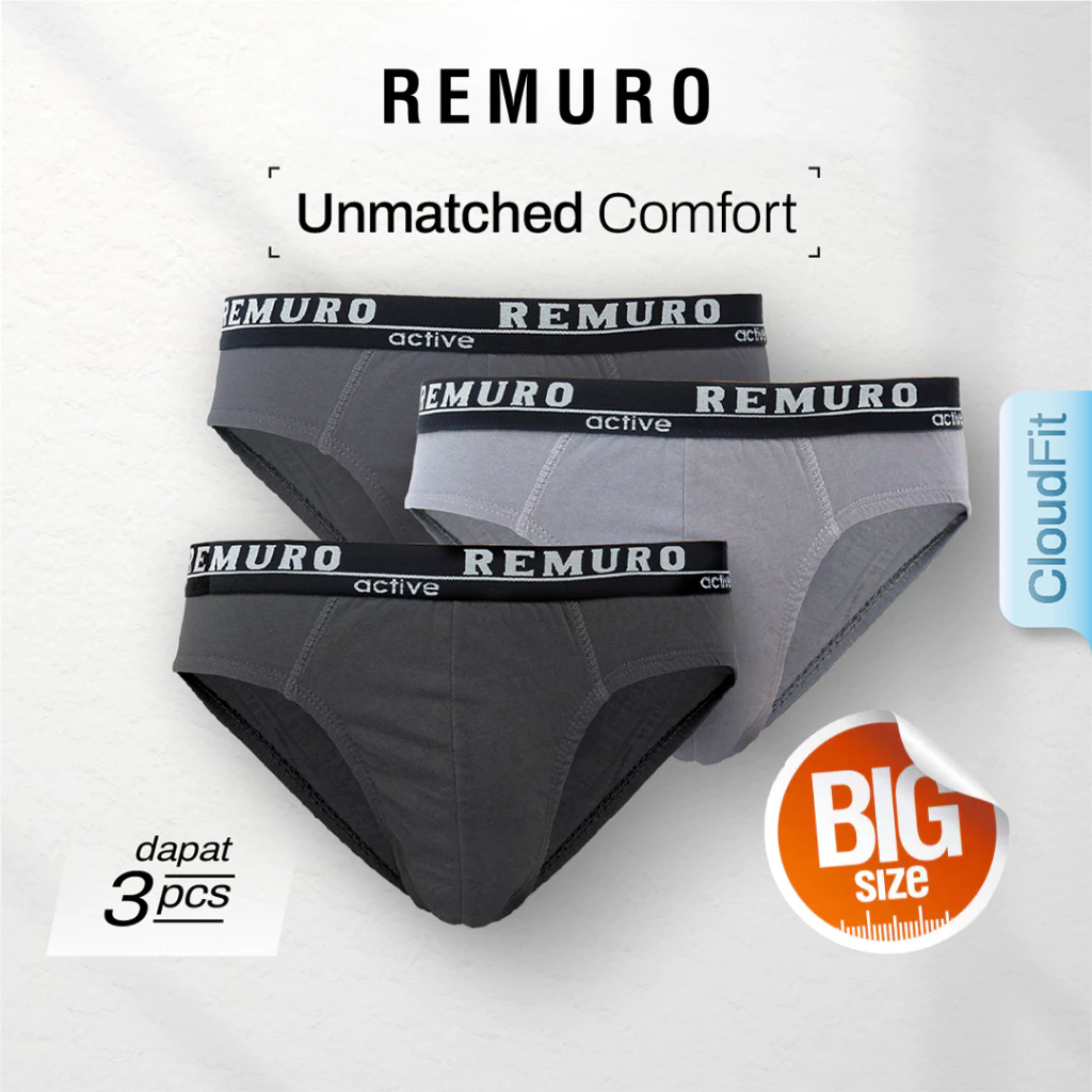 Jual REMURO CloudFit Aktiv Black - Celana Dalam Pria Brief - 3 PCS ...