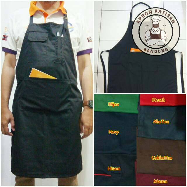 Jual Apron Chef Full Badan 4 Saku Celemek Masak Barista | Shopee Indonesia