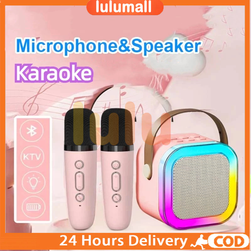 Jual 【COD】Mini Speaker Karaoke Bluetooth Microphone Speaker Mic ...