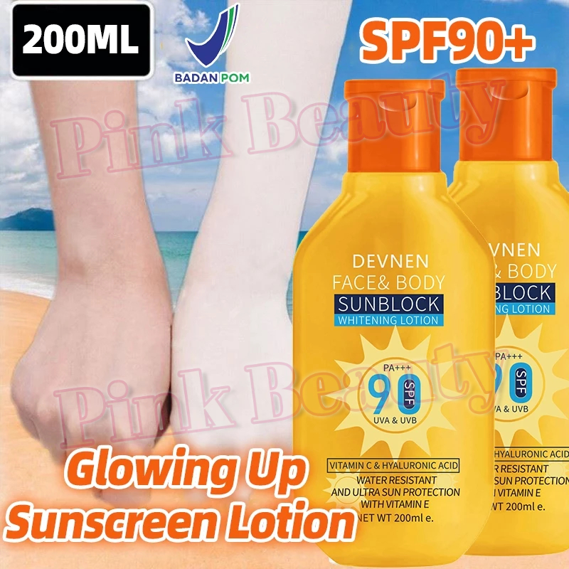 Jual 200ML Glowing Up Sunscreen Lotion Whitening Sunblock Cream SPF90+ PA+++ Wajah Dan Badan ...