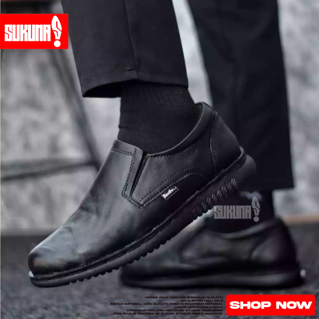 Jual Sepatu Slip on Hitam Kerja Pria Kulit Asli - MARELLO | Shopee Indonesia