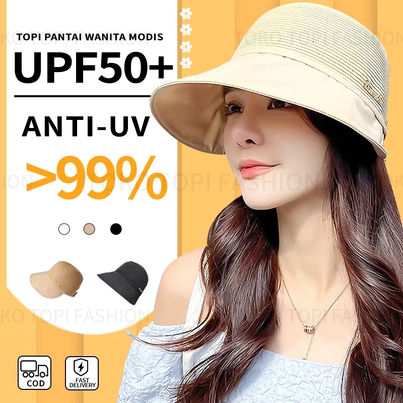 Jual topi wanita korea style Topi pantai wanita impor topi visor wanita topi jerami besar topi ...