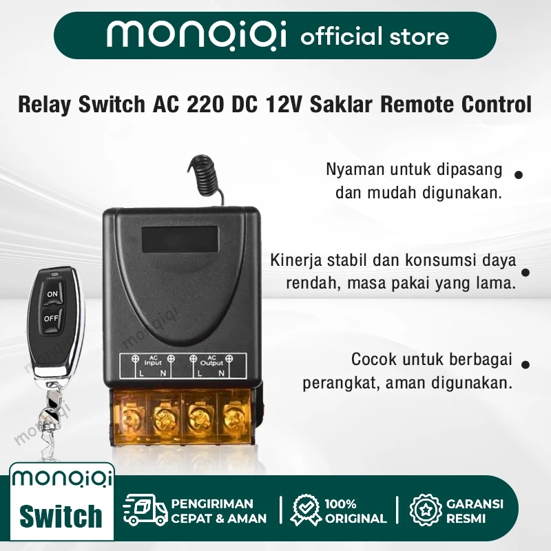 Jual Monqiqi Saklar Remote Control Nirkabel RF 433Mhz AC 220V 30A ...