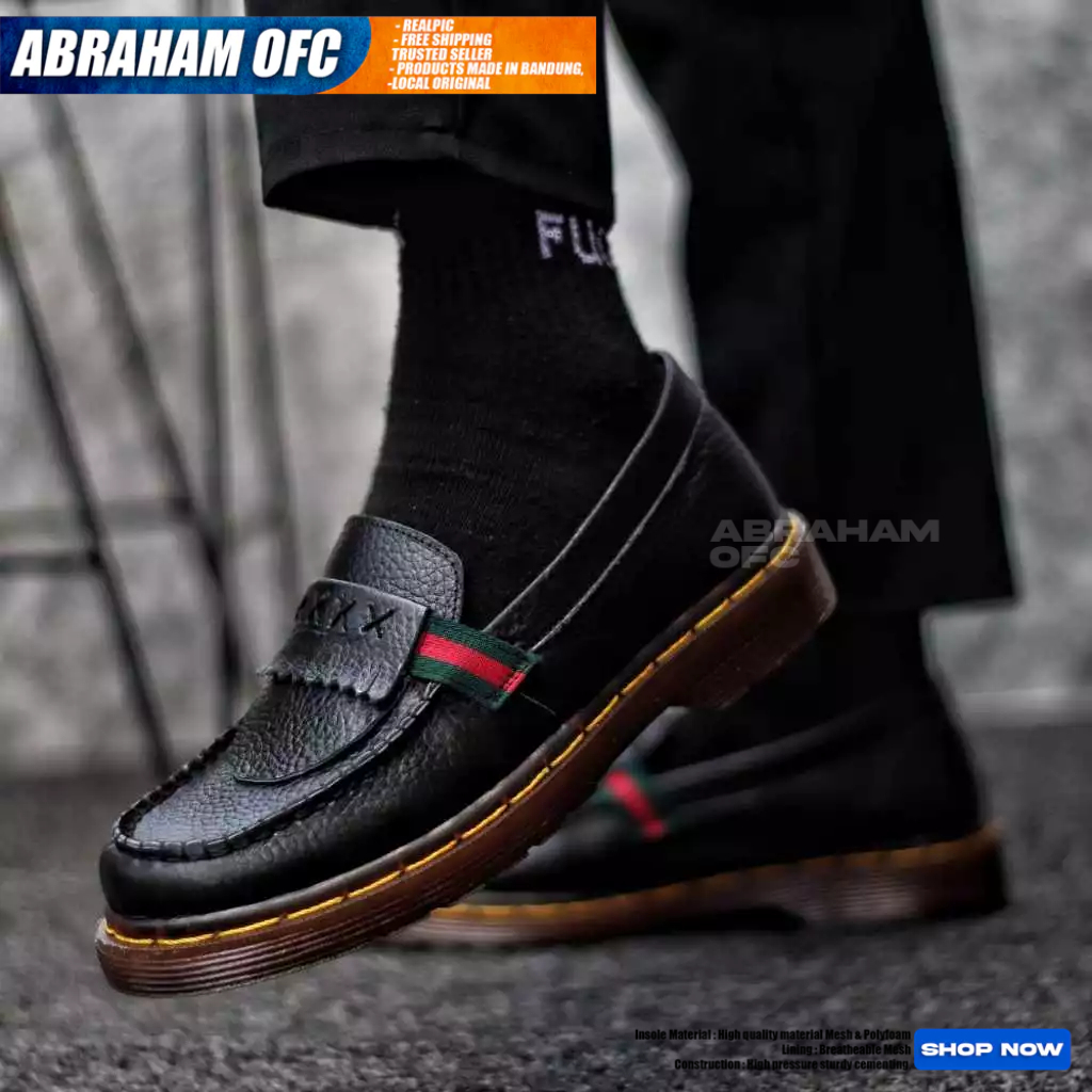 Jual ABRAHAM Sepatu Formal Docmart Loafers Pantofel Hitam Pria | Shopee ...
