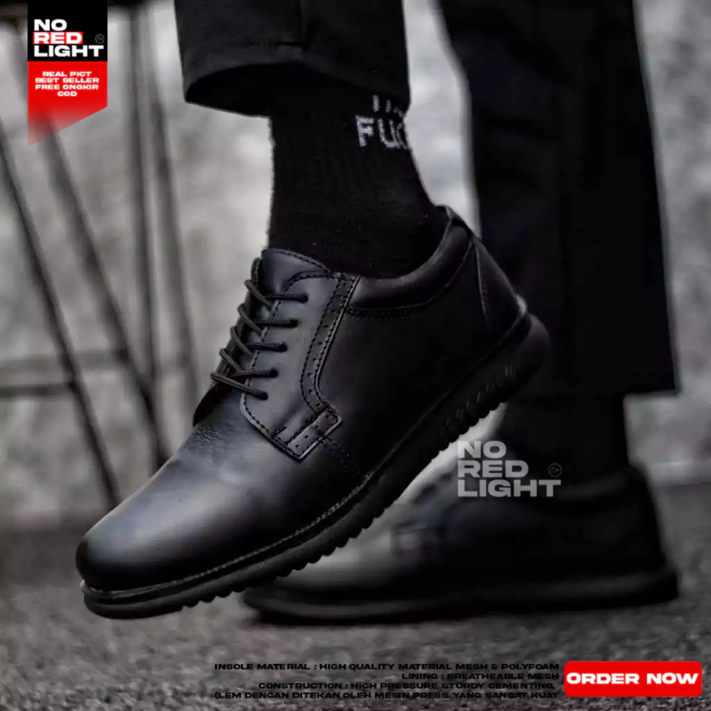 Jual Sepatu Pantofel Tali Hitam Formal Kerja Pria Kulit Asli | Shopee ...