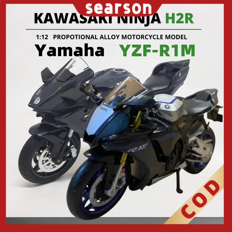 Jual 【1:12 With Sound and Light】Kawasaki H2R Motor Yamaha YZF-R1M Skala ...