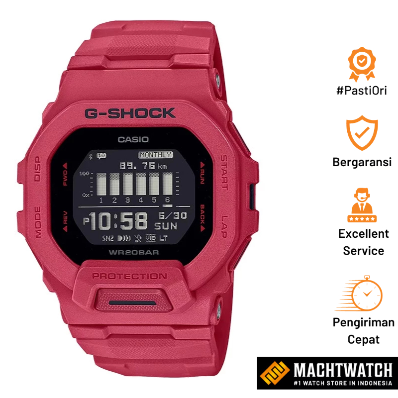 Jual Jam Tangan Pria Casio G-shock GBD-200RD-4DR Red Out Men Black Digital Dial Red Resin Band ...