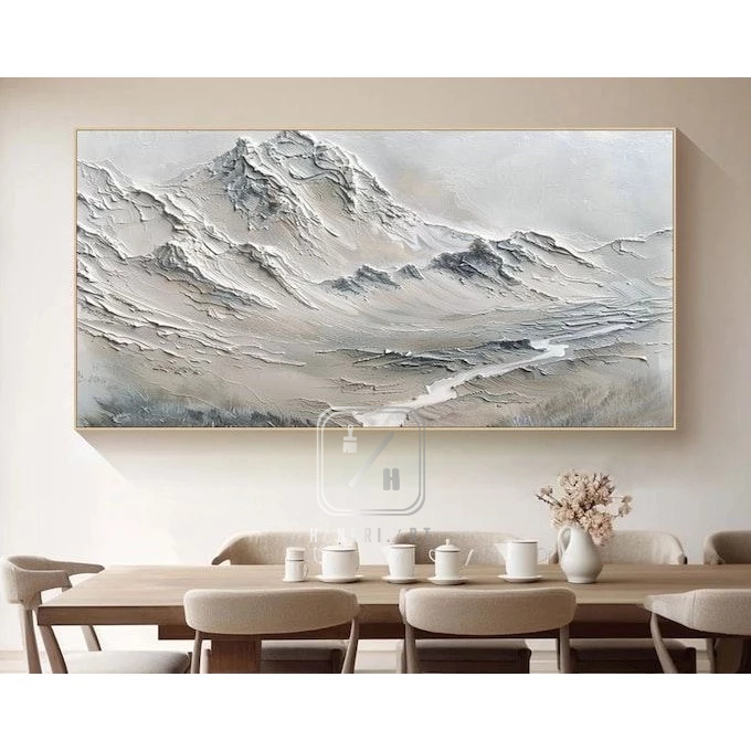 Jual Lukisan Abstrak Pemandangan Gunung Minimalis Realis full Texture ...