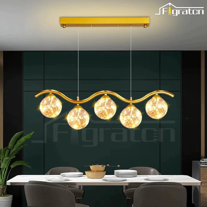 Jual Lampu Gantung Minimalis Modern Ruang Makan 5 Kepala LED 3 Warna Lampu Gantung Plafon ...