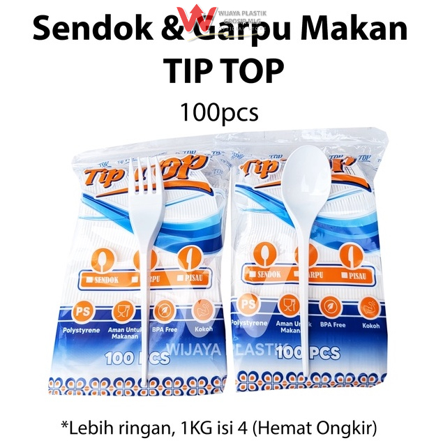 Jual [ GROSIR 1 KG ] Sendok & Garpu Plastik [TIP TOP] ( Putih Bening ...