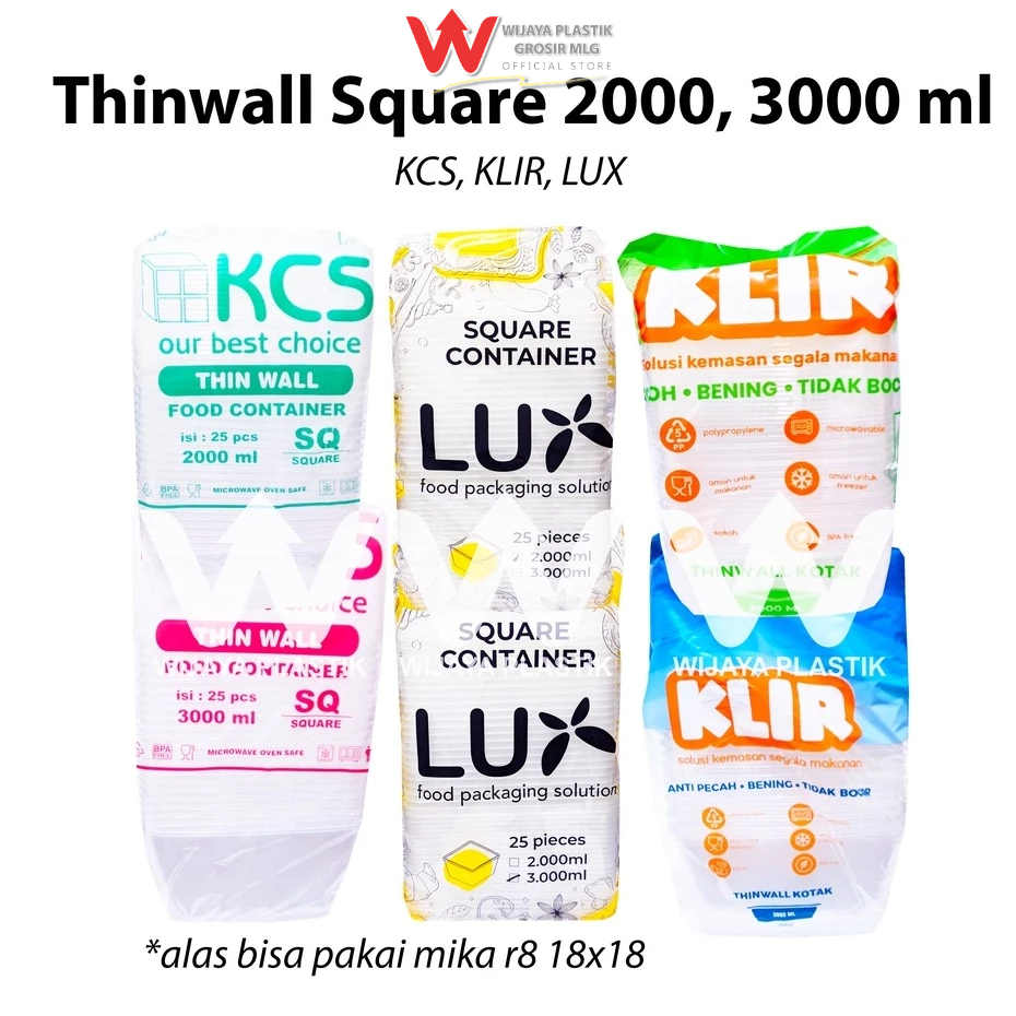 Jual [PROMO] Thinwall ( 2000 3000ml ) SQUARE [Klir/DM/Lux/Victory/Hiba ...