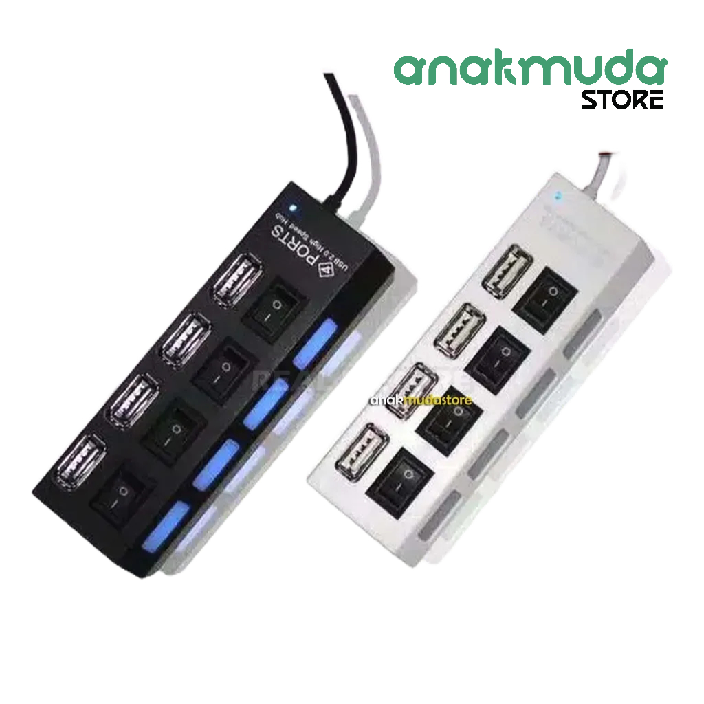 Jual (USB4) Colokan USB Hub 4 Port Plus Saklar Kabel DataLED Colokan ...