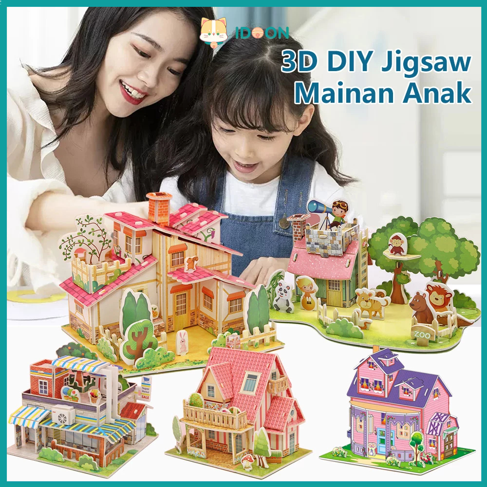 Jual IDOON Puzzle 3D DIY Mainan Edukasi Anak Jigsaw Puzzle Edukasi ...
