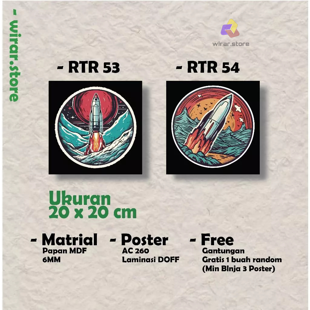 Jual Pajangan Kamar Anak - Space Rocket ASTRONOT Ukuran 20X20 CM ...