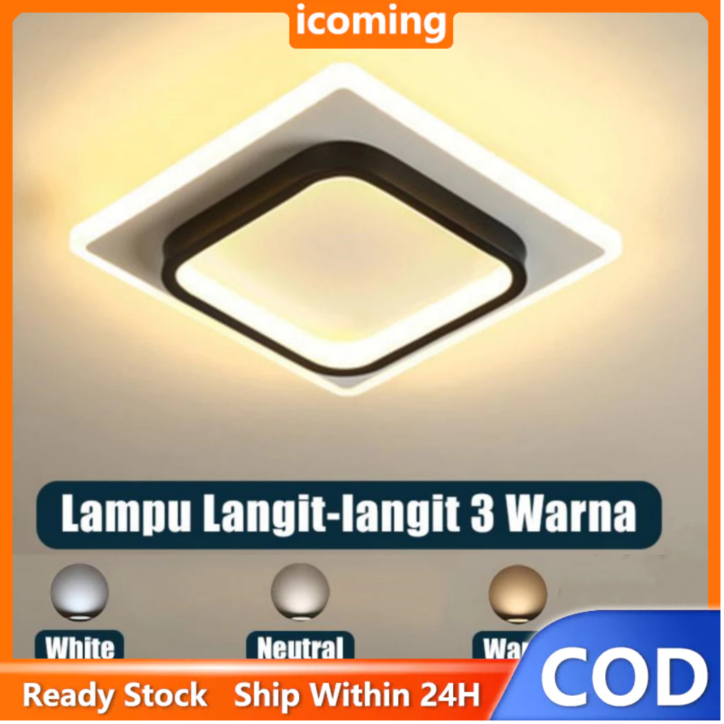 Jual Lampu Plafon Sederhana Eropa Persegi / Bulat yang Disukai - Lampu Plafon Sederhana 3 Warna ...