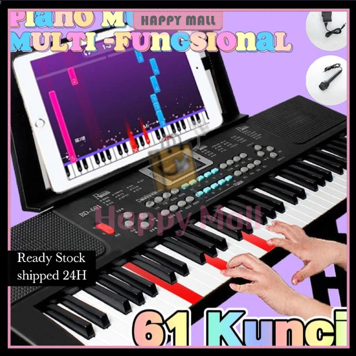 Jual 【LOWEST-PRICE】61 Keys Electric Piano / Dengan Mikrofon dan Adaptor ...