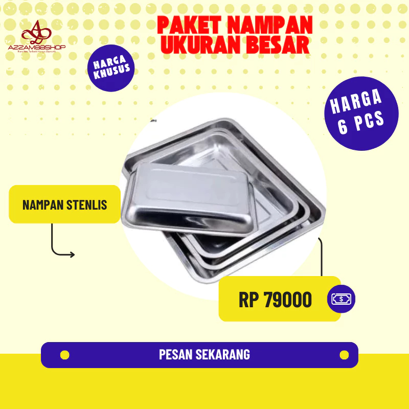 Jual 6 pcs Nampan Stainless Ukuran Besar | Shopee Indonesia