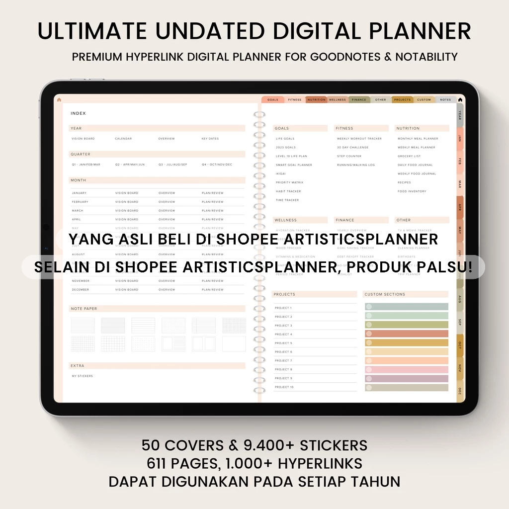 Jual Ultimate Digital Planner Digital Hyperlinks | Planner iPad ...