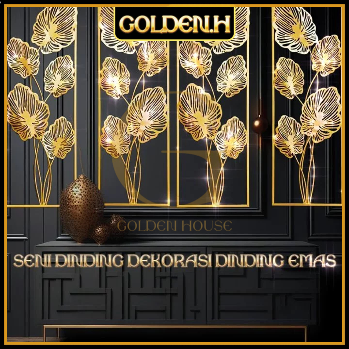 Jual Gold COD WallDecor Hiasan Dinding Frame Metal Gold / EMAS Daun ...