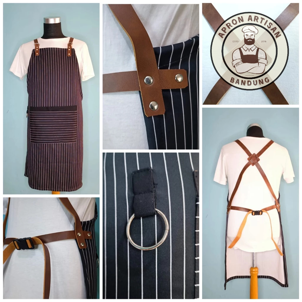 Jual Celemek Masak Apron Full Body Bahan Scuba Tali Kanvas Model Silang untuk Koki Chef Barista ...