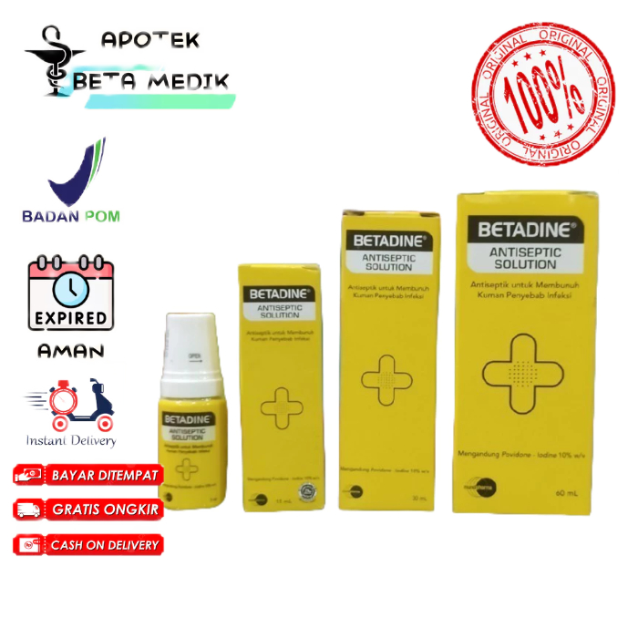 Jual BETADINE ANTISEPTIC 60ML Ukuran 30 Ml 15ml 5ML Solution - Cairan betadin Penyembuh ...