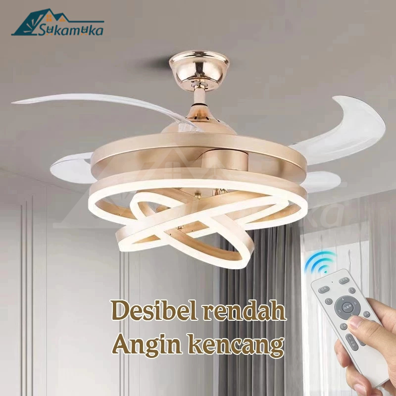 Jual Remote&Garansi Lampu Gantung Kipas 2 IN 1 Modern Minimalis 3 Ring ...