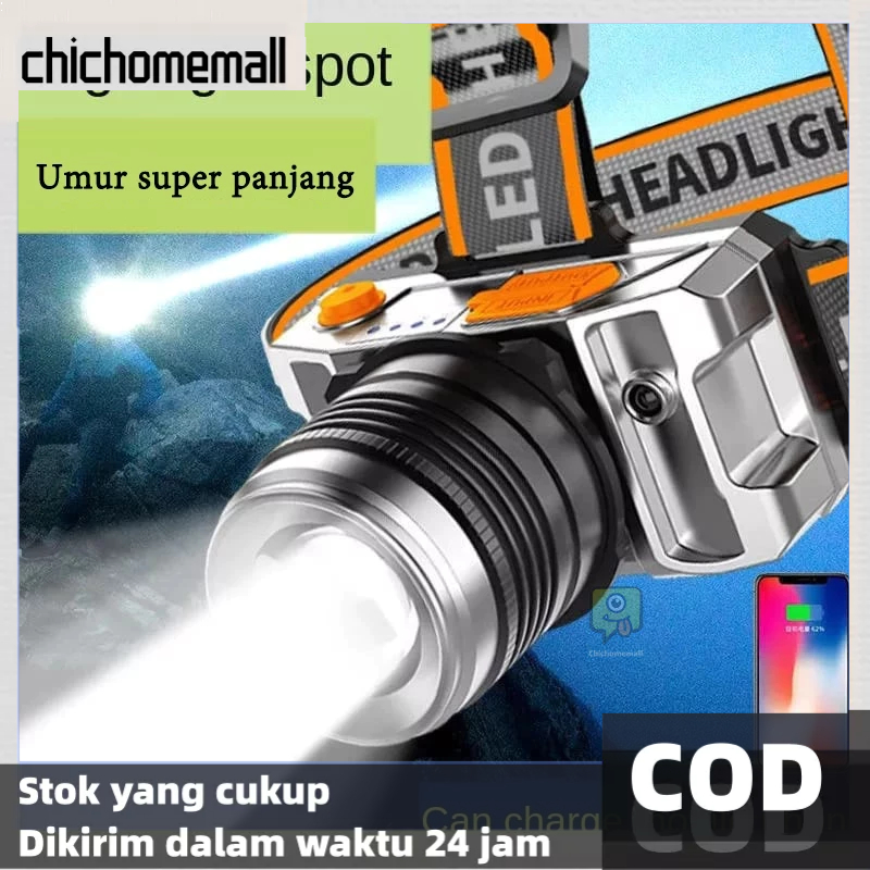 Jual LED Headlamp 500Watt Penerangan terus menerus selama 800 jam senter super terang lampu ...