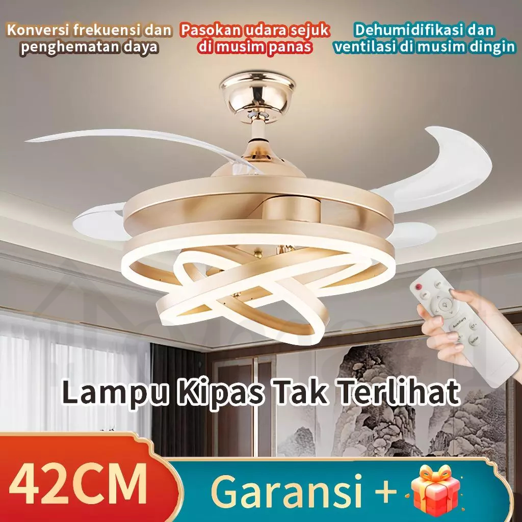 Jual Lampu Gantung Kipas 2IN1 Minimalis Mordern 3 Ring 3 Warna LED ...