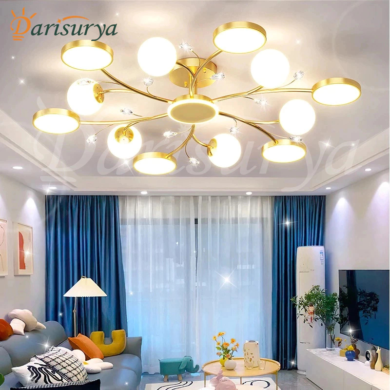 Jual Lampu Gantung Mewah Lampu Plafon Ruang Tamu 12kepala LED 3 Warna ...