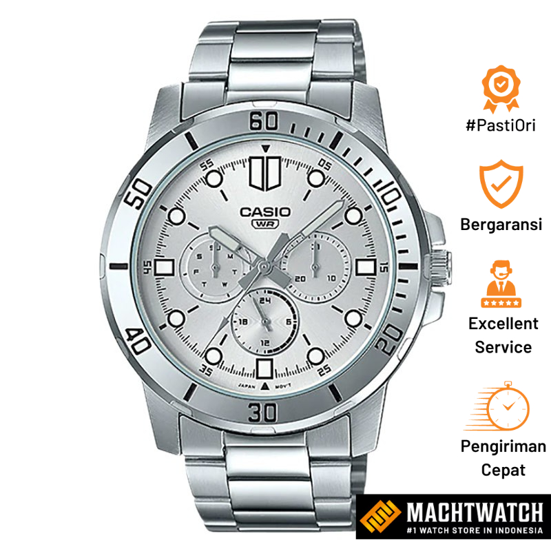 Jual Jam Tangan Pria Casio General MTP-VD300D-7EUDF Men Silver Dial Stainless Steel Band ...