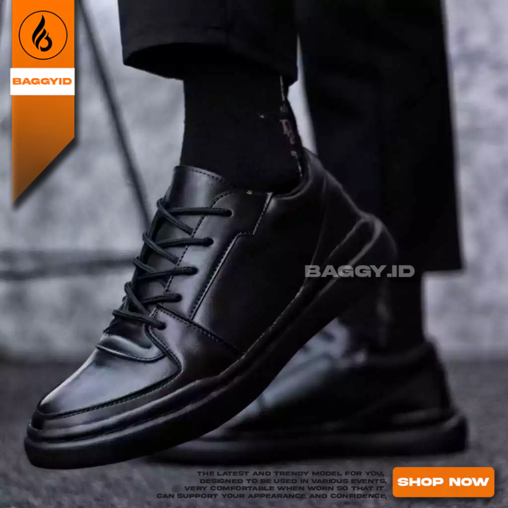 Jual Sepatu Pria Kasual Hitam Sepatu Formal Casual Full Black | Shopee ...