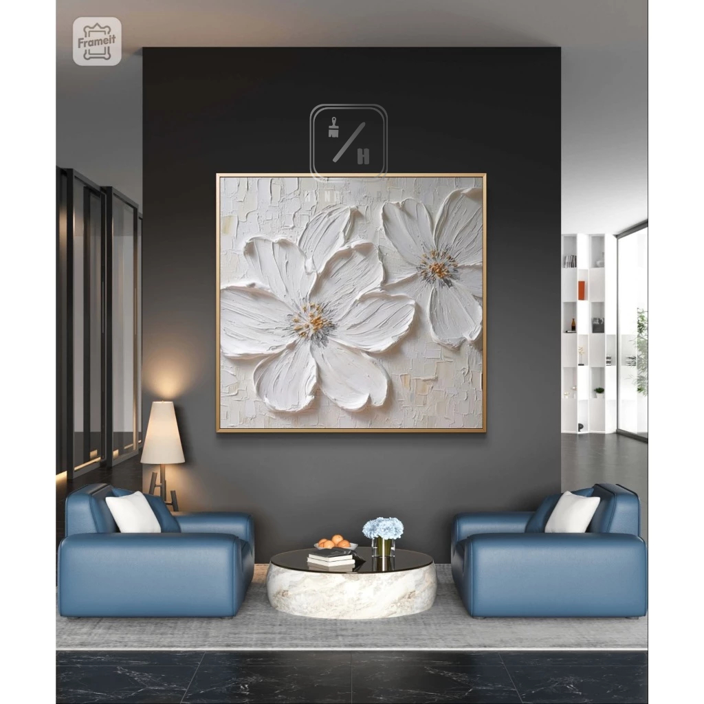 Jual lukisan bunga putih mewah hiasan dinding Mewah Soft Collor ...