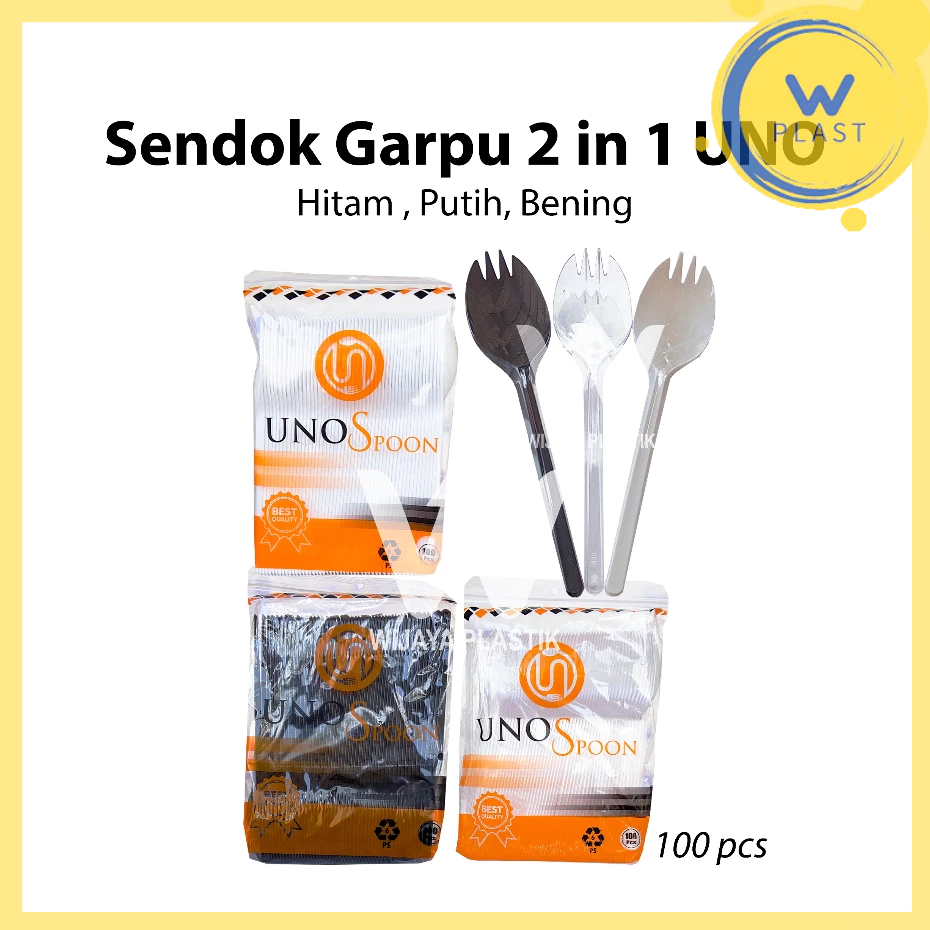 Jual Spork Sendok ujung Garpu Gabung [UNO] (Putih/Bening/Hitam) --- 100 ...