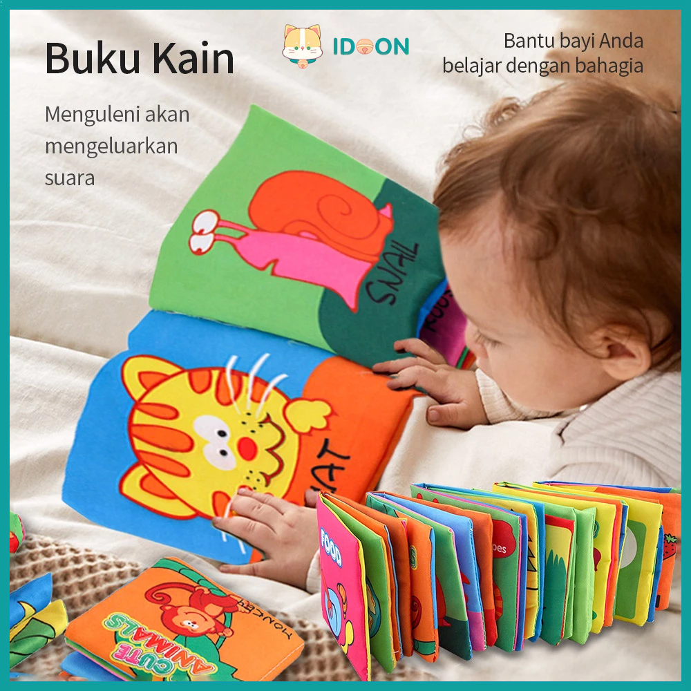 Jual IDOON Soft book edukasi bayi buku kain mainan anak bantal buku ...