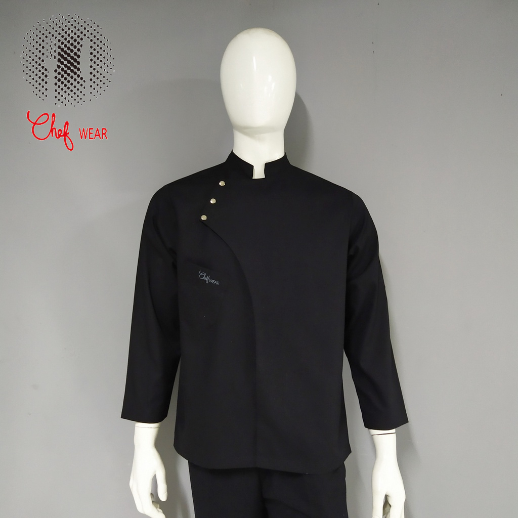Jual Chef Wear TRI Baju Koki Hitam Lengan Panjang Kc3 S - XXL | Shopee ...
