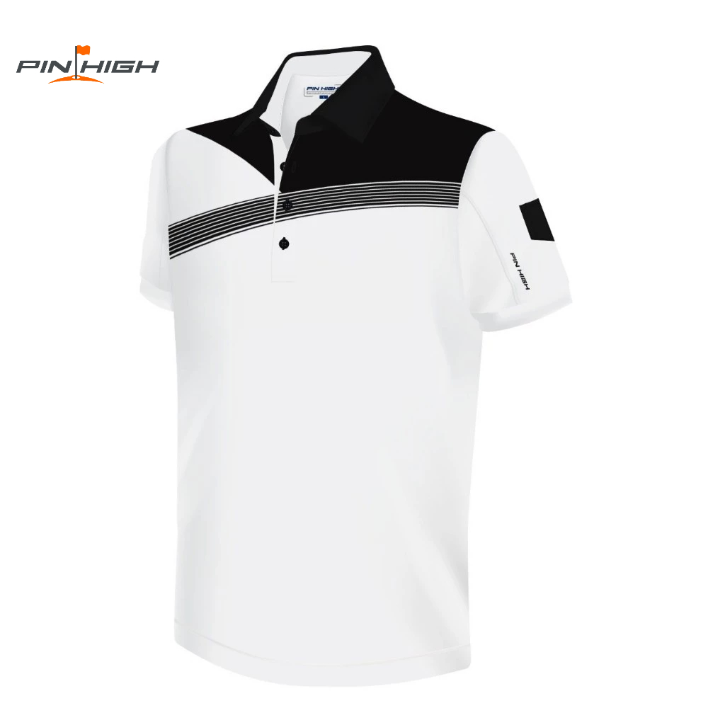 Jual Men’s Polo Shirt - PIN HIGH Denver (White/Black). Athletic Fit ...