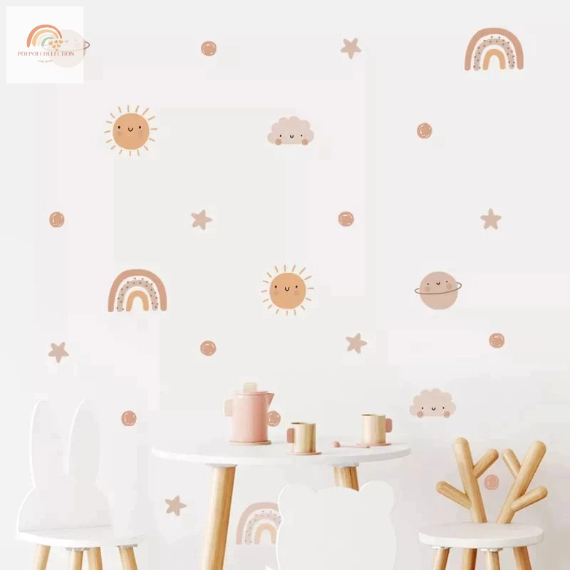 Jual Wall stiker Dinding Aesthetic Rainbow Planet Space star Sticker ...