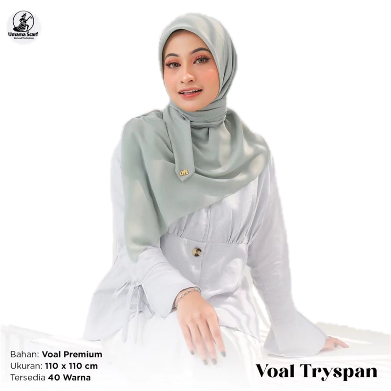 Jual SEGIEMPAT VOAL TRYSPAN ICON LASER CUT UMAMA SCARF METAL LOGO ...