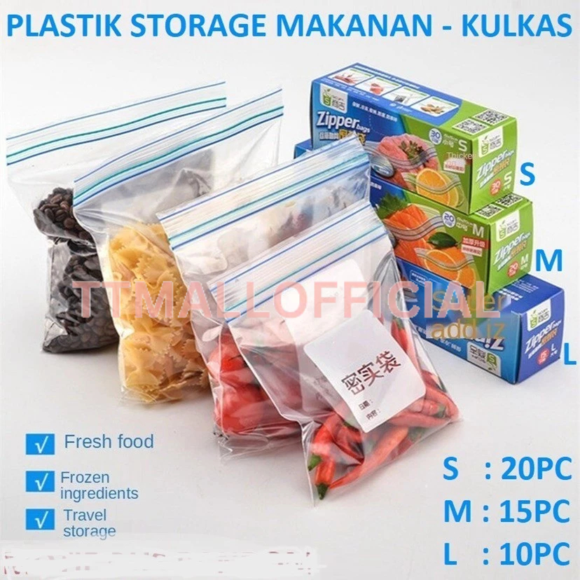 Jual TT- Kantong Plastik Ziplock Kulkas Penyimpan Makanan Sayuran ...