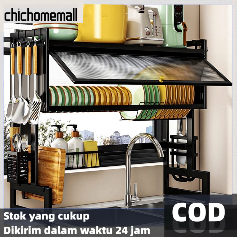 Jual (COD) Rak Piring Wastafel Dapur Baja Karbon, Rak Dapur Multifungsi ...