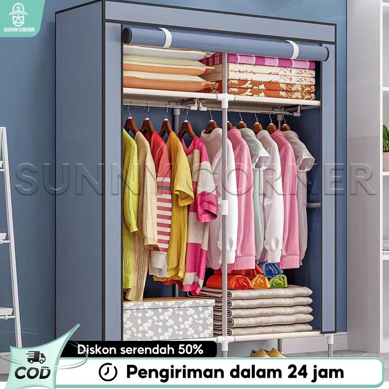 Jual Lemari Pakaian Kain 2 Sisi 90CM Lemari Portable Lemari Baju ...