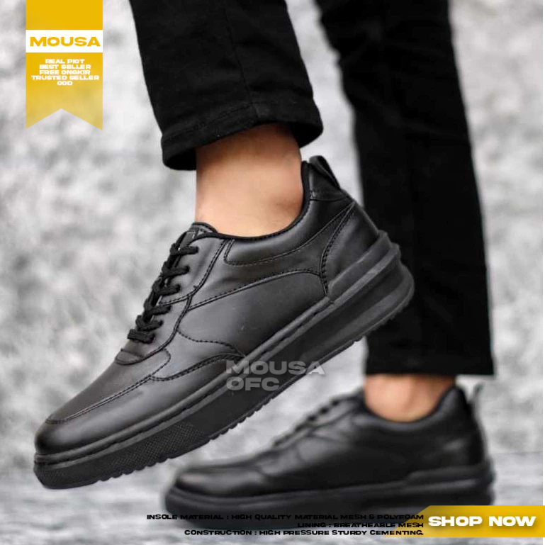 Jual Sepatu Casual Hitam Pria Formal Tali Black Pria | Shopee Indonesia